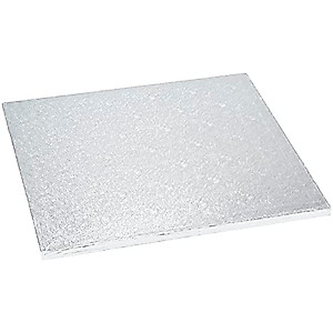 DecoPac Square Cake Drum, Foil Covered Cake Drum, Sturdy Half Inch Thick, Pack of 5, Silver - 14 Inch