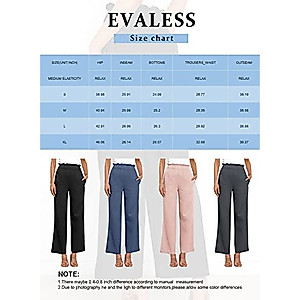 EVALESS Wide Leg Pants for Women Casual Loose Elastic High Waisted Waffle Knit Work Lounge Palazzo Dress Pants Trousers with Pockets Blue X-Large