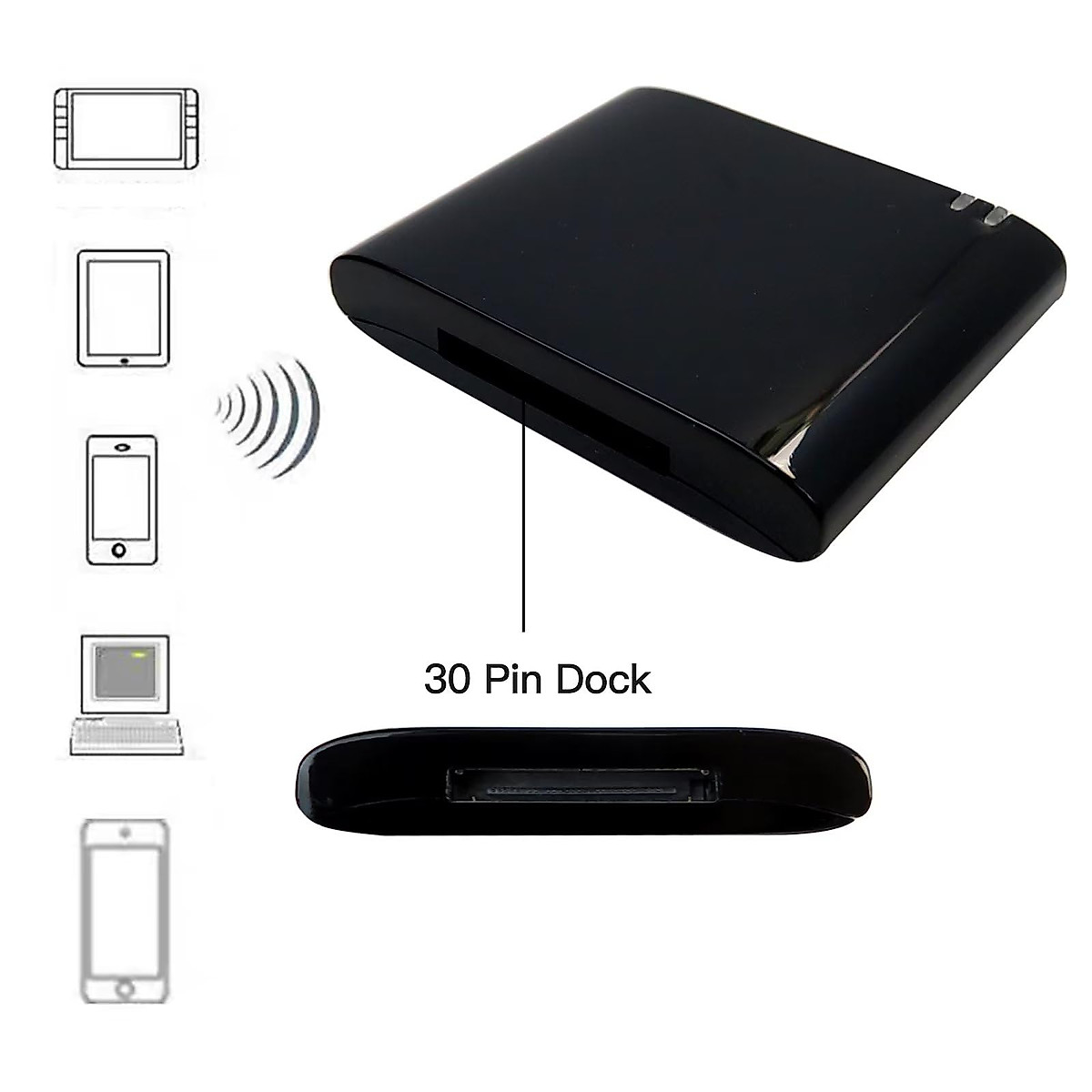 30 Pin Bluetooth 5.0 Wireless Adapter for Bose SoundDock Portable 10 JBL on Beat Speaker - Black