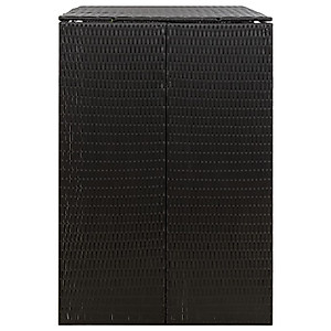 Homgoday Double Wheelie Bin Shed, Black Outdoor Patio Garbage Can, 55.1" x 31.5" x 46.1" Recycling Dustbin Trash Cover Storage Shed Enclosure, for Garden Poly Rattan