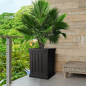 Verel 20 Inch Square Planter - Tall Planter with 32 Drainage Holes – Indoor and Outdoor Flower Pots for Front Door, Patio and Deck (Black)