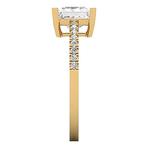 Clara Pucci 1.66 ct Princess Cut Solitaire W/Accent Genuine Moissanite Wedding Promise Anniversary Bridal Ring 18K Yellow Gold Size 6.5