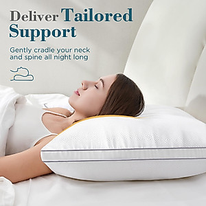 viewstar Pillows Queen Size Set of 2, Down Alternative Bed Pillows, Back Side Sleeper Pillow for Neck and Shoulder Support, Soft Fluffy Hotel Pillows with Gusset Design, Machine Washable, 20" x 30"