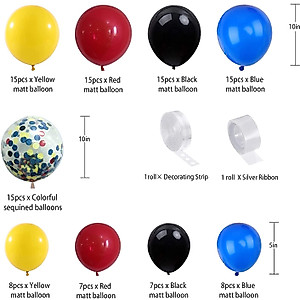 Balloon Arch Garland Kit, 105PCS Blue Red Black Balloon Arch Kit Balloon Garland Kit, Latex Balloons With Confetti Party Balloons For Birthday Decoration Wedding Baby Shower Decoration Party Supplies