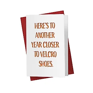 Karto Funny Birthday Card for Men Women, Large 5.5 x 8.5 Happy Birthday Card for Him Her, Birthday Card for Dad Mom Husband Wife, 50th 60th 70th 80th - Velcro Shoes