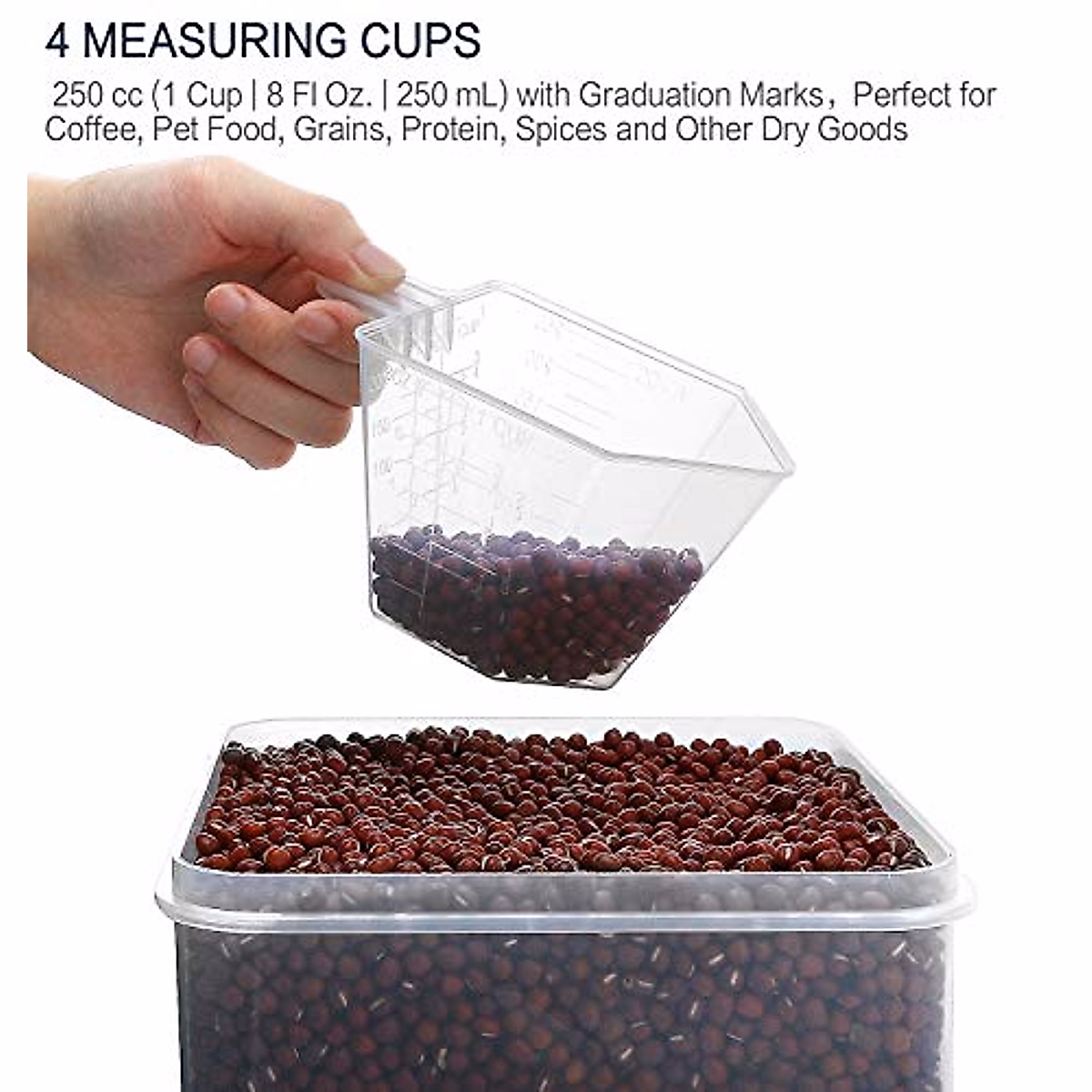 M MCIRCO Extra Large 7qt / 6.5L/220oz Tall Food Storage Containers, WIDE & DEEP, 4-Piece BPA Free Plastic Airtight Kitchen Pantry Storage Containers for Flour, Sugar, with 4 Measuring Cups,20 Labels