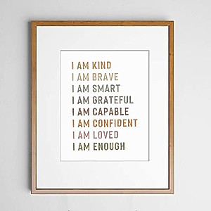 Affirmations Art Print for Kids, Classroom Wall Art, I am Enough, Kid's Bedroom, Rainbow Affirmations Print, I am Kind Smart Loved, Inspirational Nursery Decor, Unframed (11X14 INCH)