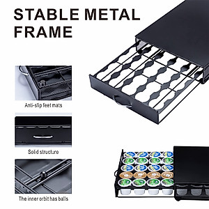 ZCDCP K Cup Holder Drawer, Coffee Pod Holder for K Cup Organizer, Keurig Coffee Pods Holder Capsule with 35 Pods, K Cup Coffee Holder Black