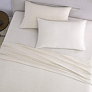 Brielle Home Jersey Knit Cotton Sheet Set - Breathable, Soft, T-Shirt Fabric - Heather Taupe, Queen