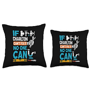 Personalized CHARLTON pipefitter plumbing family Custom Name if Charlton Can't fix it no one can Plumber Throw Pillow, 16x16, Multicolor