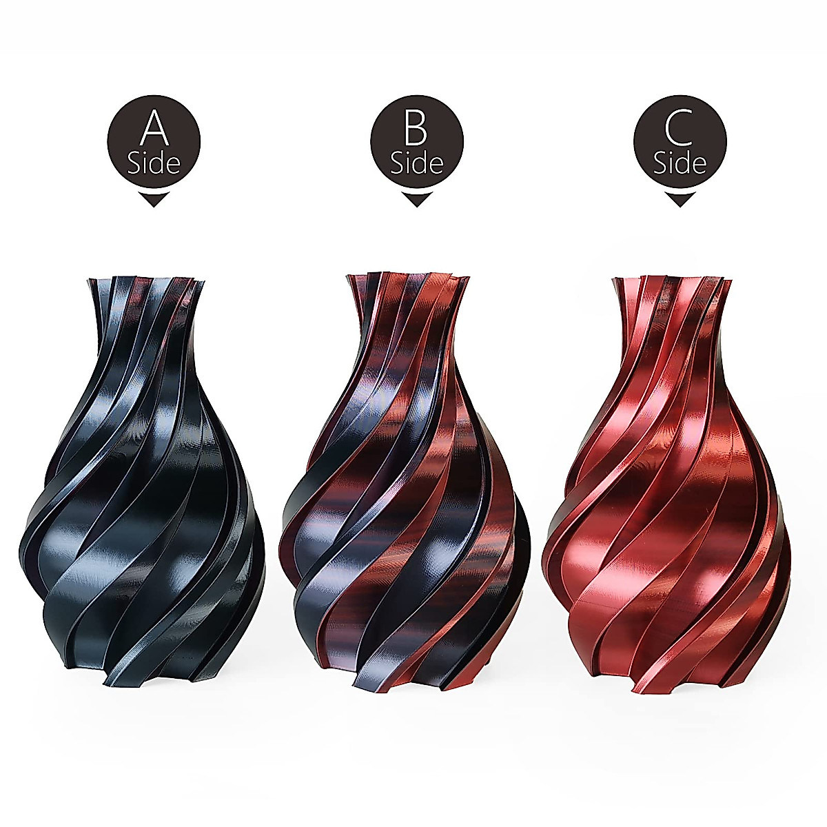 HELLO3D PLA 3D Printing Filament 1.75mm Dual Color Silk Filament,Silk Shiny Red Black 2 Colors in 1 Coextrusion 3D Printer Filament 1KG 1.75mm 3D Printing Material with Bicolor Dichromatic 2 Colors