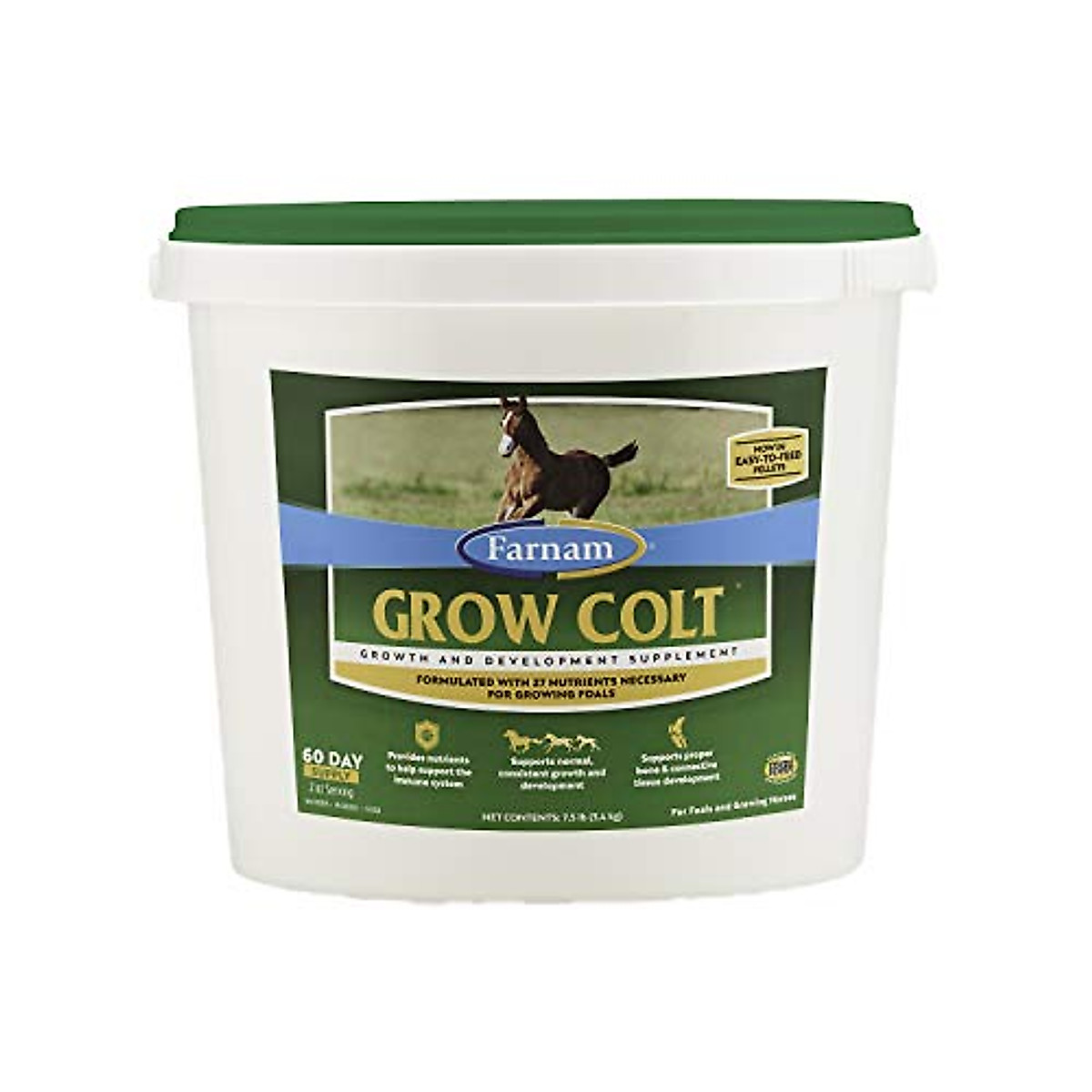 Farnam Grow Colt Supplement for Growth & Development, Supports Normal, consistent Growth in First Years of foal's Life, 7.5 lbs, 60 Day Supply