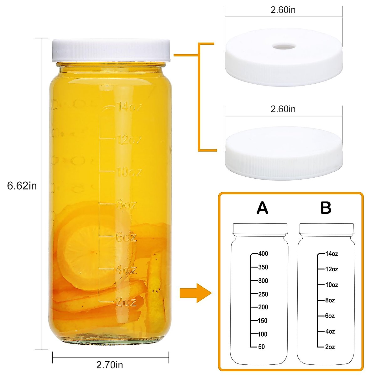 Salzesfalls 16oz Glass Juice Bottles with Lids and Straw,Reusable Juice Bottles with Lids,Travel Drinking Jars with Scale, for Juice,Coffee,Iced Tea,Smoothies,Milk,Set of 9
