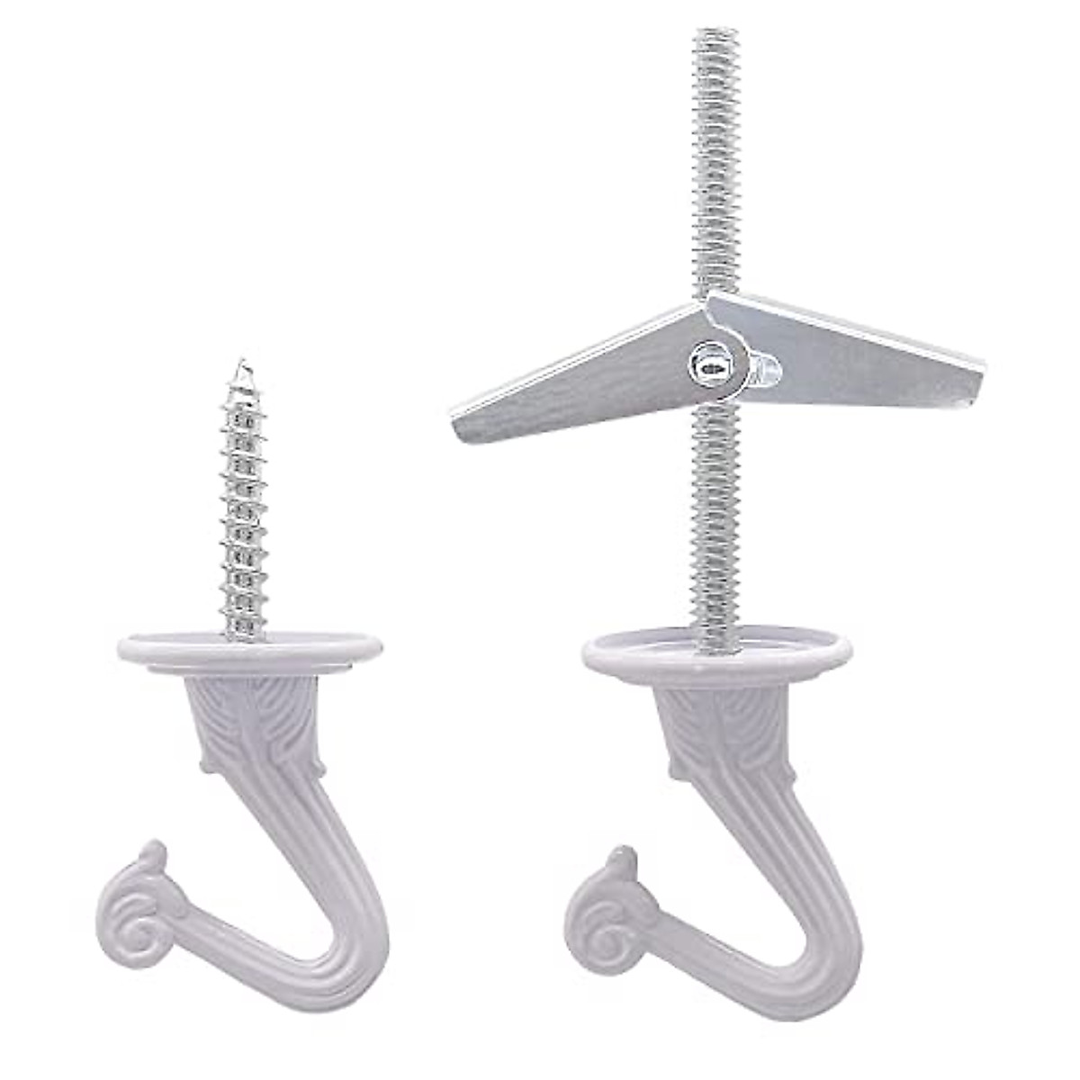 HARSKIYER 2Sets White Ceiling Metal Hooks, 1-1/2" / 38mm Ceiling Mounted Retro Hooks Heavy Duty Swag Jumbo Swag Hook for Hanging Plants Fruit Basket Chandeliers Ornament Wind Chimes