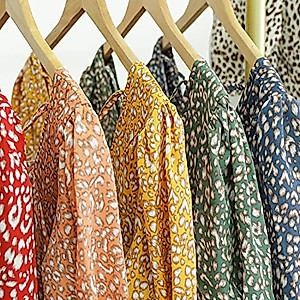 PRETTYGARDEN Women's Bohemian Dress Leopard Tie-Back Square Neck Puff Sleeve Ruffled Hem Summer Maxi Dresses(Blue,X-Large)