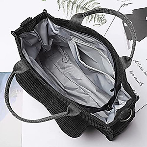 Etercycle Crossbody Bag for Women, Corduroy Tote Bag Casual Shoulder Handbags Big Capacity Shopping Bag with Zipper and Outer Pocket (Black)