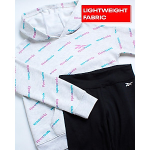 Reebok Girls' Sweatsuit Set - 2 Piece Hoodie Sweatshirt and Leggings - Youth Clothing Set for Girls (7-12), Size 7, Oatmeal Heather