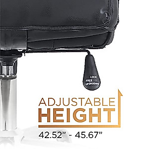 Comfty Fixed Armrests and Waterfall Edge Seat Executive Highback Leather Office Chair, 42.52"-45.67", Black