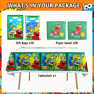 81 Pcs Cartoon Street Birthday Party Supplies Include Knife, Fork, Spoon, Plates, Napkin, Goodie Bags and Table Cloth for Boys Girls Baby Shower Birthday Decorations