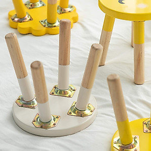 RUYU Wooden Kids Stool for Sitting, 9.1 Inch Solid Hard Wood Chair,Crafted Hand-Painted with Assembled Four-Legged Stool, Bedroom, Playroom, Furniture Stool for Toddler, Children, Boys, Girls