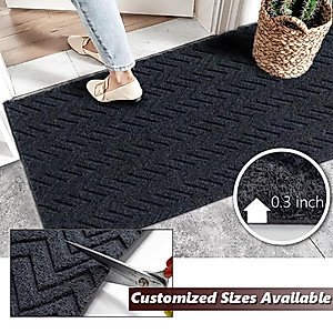 Runner Rug Carpet Runners, Indoor/Outdoor Hallway Custom Sizes Kitchen Entryway Bedroom Area Rugs with Natural Non-Slip Waterproof Rubber Backing, Garage Mat, Gray Triangle, 2' x 12'