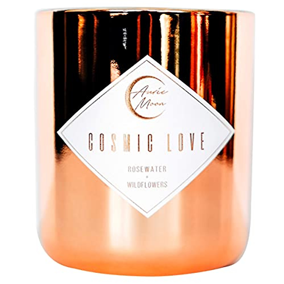 Auric Moon | Rosewater + Wildflowers Scented Luxury Soy Coconut Candle for Women | Slow 70+ Hour Burn | Wood Crackling Wicks | 12 Oz Premium Glass | Hand-Poured in California