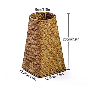 EESLL Rattan Vases, Natural Seaweed Woven Baskets Woven Flower Baskets Straw Woven Baskets Plant Pots Storage Boxes Containers Sundries Storage Boxes