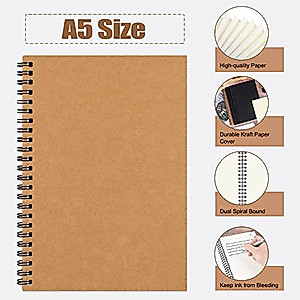 EOOUT 6 Pack Unlined Spiral Notebook, Plain Notebook, 5.5" x 8.3", 50 Sheets, Sketch Books for Gifts, Drawing, Art, Students and Office Supplies