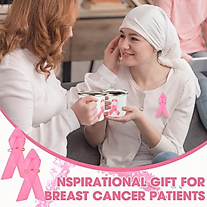 Potchen 3 Set Breast Cancer Awareness Mini Coffee Mug with Pink Ribbon Pin Pink Ribbon Enamel Mugs Breast Cancer Mini Drinking Cups for Tiered Tray Decoration Breast Cancer Survivor Gifts for Women