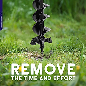 BISupply Auger Drill Bit - 4 x 30 Inch Garden Auger Spiral Drill Bit Black Steel Garden Auger Spiral Drill Bit Tool