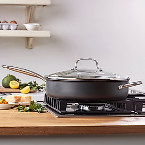 GreenPan Chatham Hard Anodized Healthy Ceramic Nonstick 8" and 10" Frying Pan Skillet Set, Gray & Chatham Hard Anodized Healthy Ceramic Nonstick, 5QT Saute Pan Jumbo Cooker, Gray