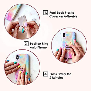 Velvet Caviar Cell Phone Ring Holder - Finger Ring & Stand - Improves Phone Grip Compatible with iPhone, Galaxy and Most Smartphones (Neon Pink Heart)