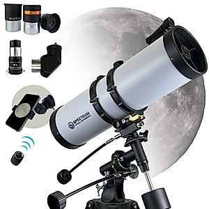 SpectrumOI Telescope for Adults and Kids, 130m (5.12") Reflector Telescope for Adults, portable kid reflector telescope for adults astronomy beginner for stargazing, manual German Equatorial Telescope