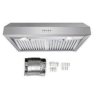 COSMO UC30 29.5 in. Ducted Under Cabinet Range Hood, Kitchen Over Stove Vent, 3-Speed Fan, Permanent Filters, LED Lights in Stainless Steel, 30 inch
