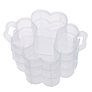 OWLEEN 3-Tier Clear Plastic Stackable Organiser Storage Hobby Craft Box Container Jewellery Case - Clear