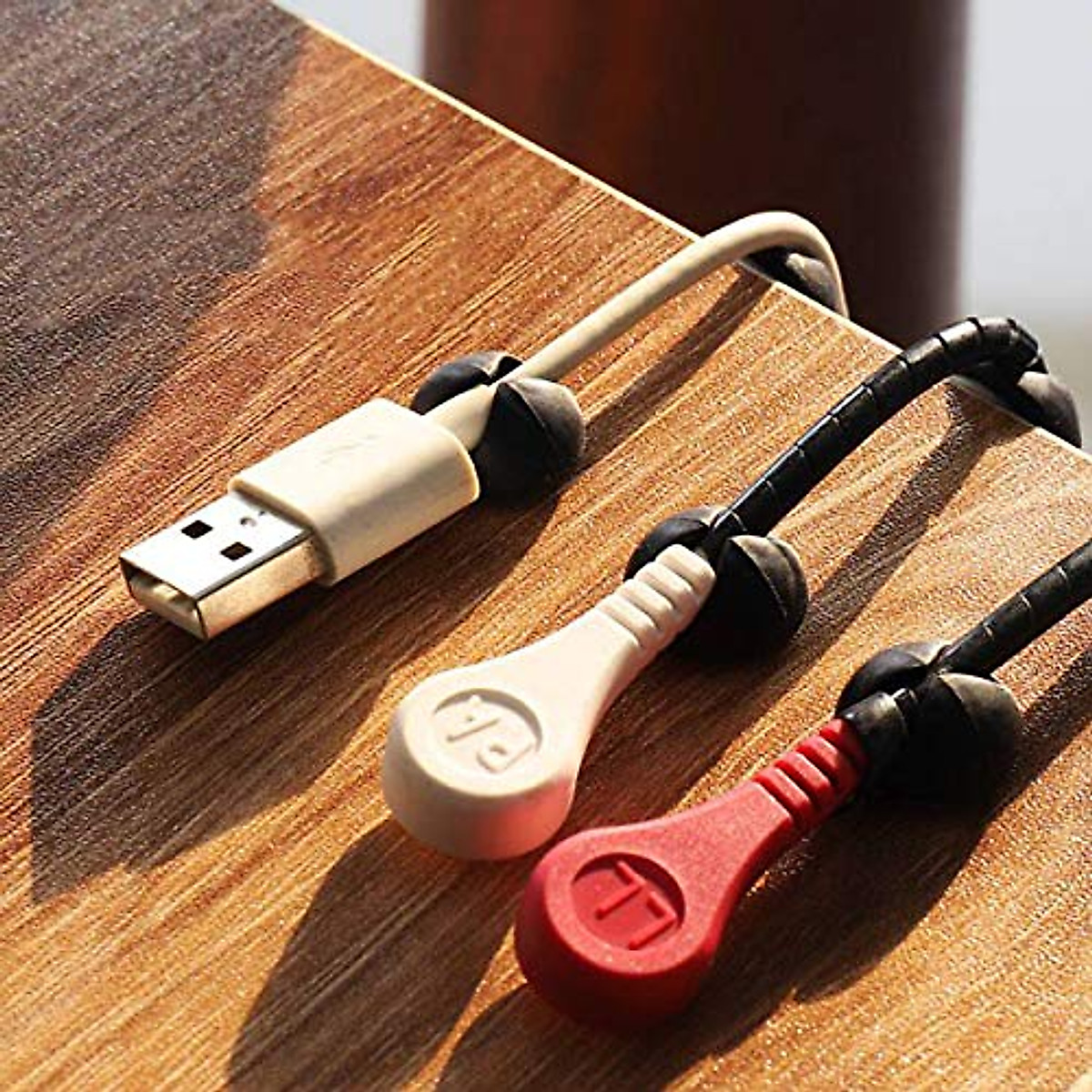 Cable Clips Organizer for Phone Charging Cable, Cable Holder Desktop,Cord Clips for Computer,Charging Cable,USB Cable,Mouse,Headphone Cable,Office, Nightstand,Table,Cubicle,ect.(3 Black+3 White)