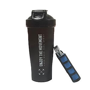 EnjoyTheMovemnt Classic Shaker Bottle Perfect for Protein Shakes and Pre Workout ,28-Ounce, GRIP STRENGTH, Black ,white, 22x10.2x10.2 cm