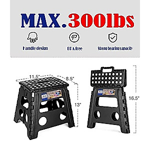 ACKO Folding Step Stool 13 inch Heavy Duty Plastic Foldable Step Stool for Kids and Adults, Small Collapsible Fold Up Stepping Stool 1 Pack