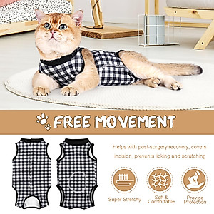 Due Felice Cat Surgery Recovery Suit Cats Surgical Onesie After Surgery Female Male Cat Post Spay Neuter Bodysuit Anti-Licking Wounds Cat Cone Alternative Yellow Bee/L