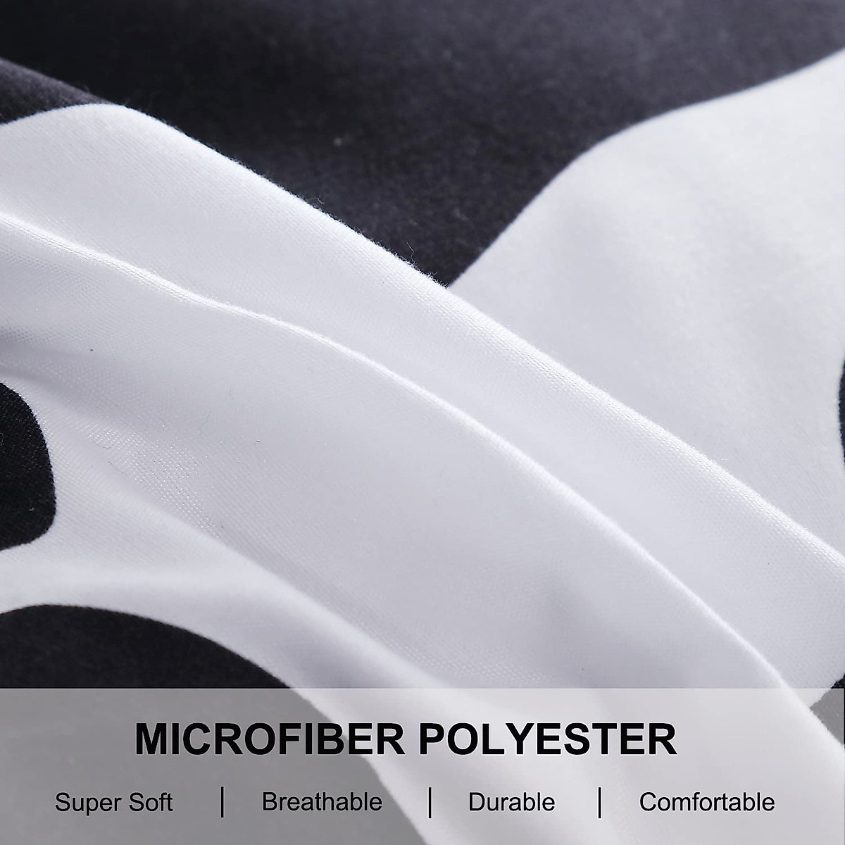 PERFEMET Cow Print Bedding Comforter Set Queen Size Black and White Reversible Geometric Checkered Bedding Set for Kids Teens Boys Girls Rustic Animal Cowhide Pattern Bed Quilt Set