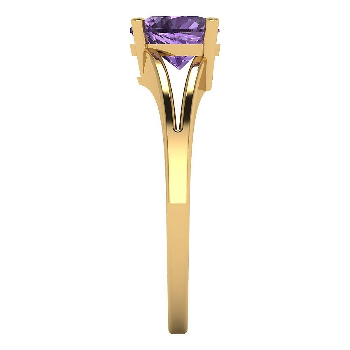 Clara Pucci 1.55 ct Heart Cut Solitaire split shank Genuine Simulated Alexandrite Stunning Classic Statement Ring 14k Yellow Gold Size 7