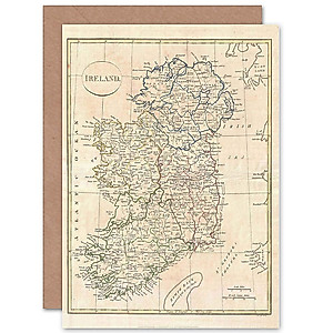 Wee Blue Coo 1799 CLEMENT CRUTTWELL MAP IRELAND BIRTHDAY BLANK GREETINGS CARD