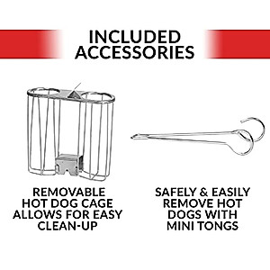 Nostalgia 2 Slot Hot Dog and Bun Toaster with Mini Tongs, Hot Dog Toaster Works with Chicken, Turkey, Veggie Links, Sausages and Brats, White