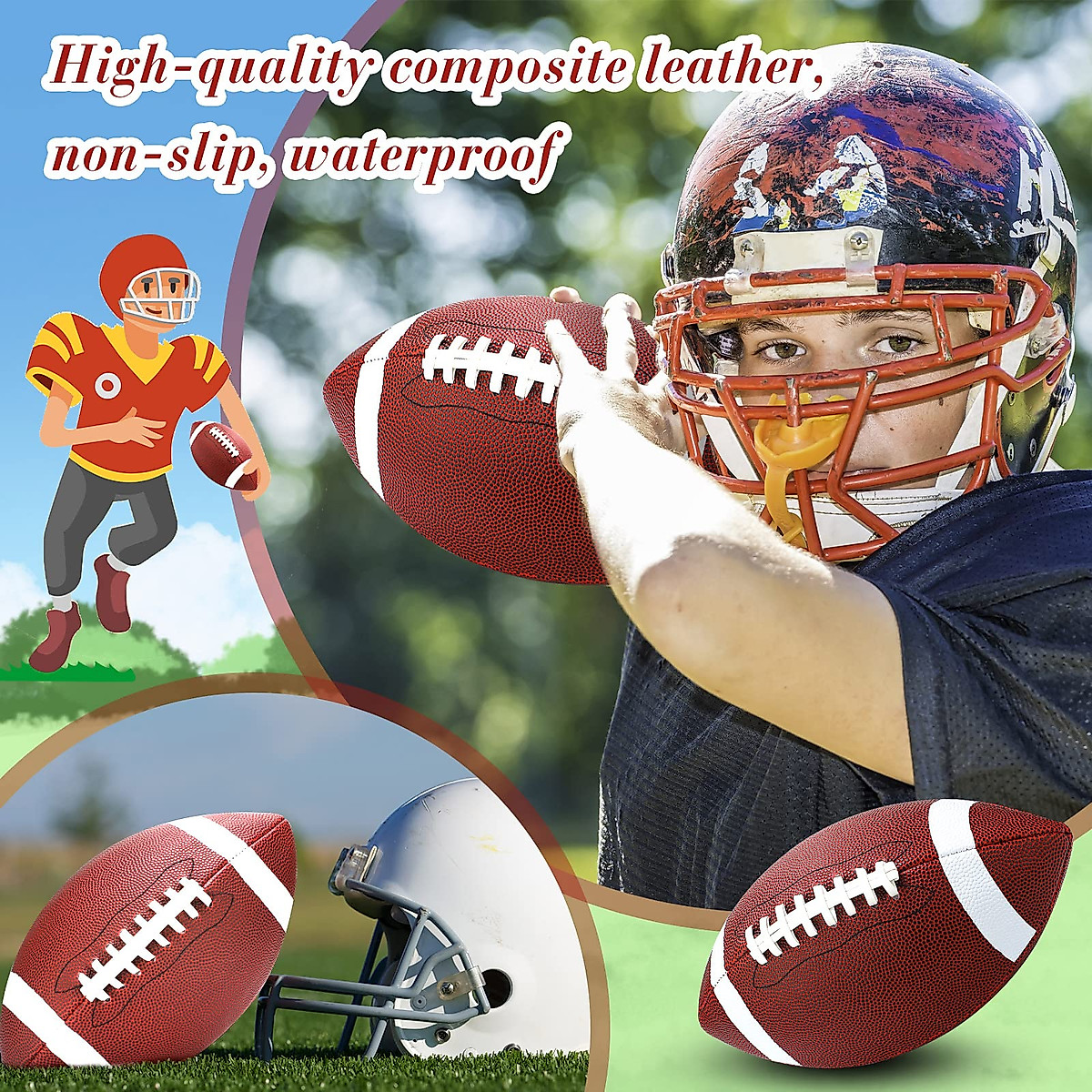 Jerify 20 Pack Composite Leather Footballs Bulk Official Size 6 Footballs Inflatable Football with Pump Indoor Outdoor Footballs Bulk Water Footballs for Kids Adults Training and Recreational Play