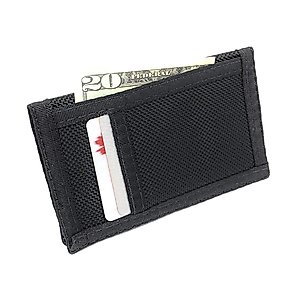 Rainbow of California Minimalist Front Credit Card Pocket Slim Wallet/Inside Keyring Lanyard Attachable / V3 (Black)