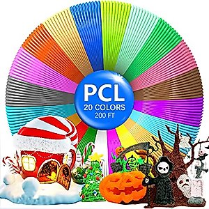 3D Printing Pen PCL Filament Refills 1.75mm, Pack of 20 Colors, Low Melting Temp of 70℃, High-Precision Diameter, Non-Toxic Non-Clogging (200 FT)