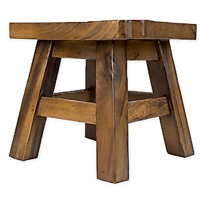 Sea Island Imports Red Fire Truck Design Hand Carved Acacia Hardwood Decorative Short Stool