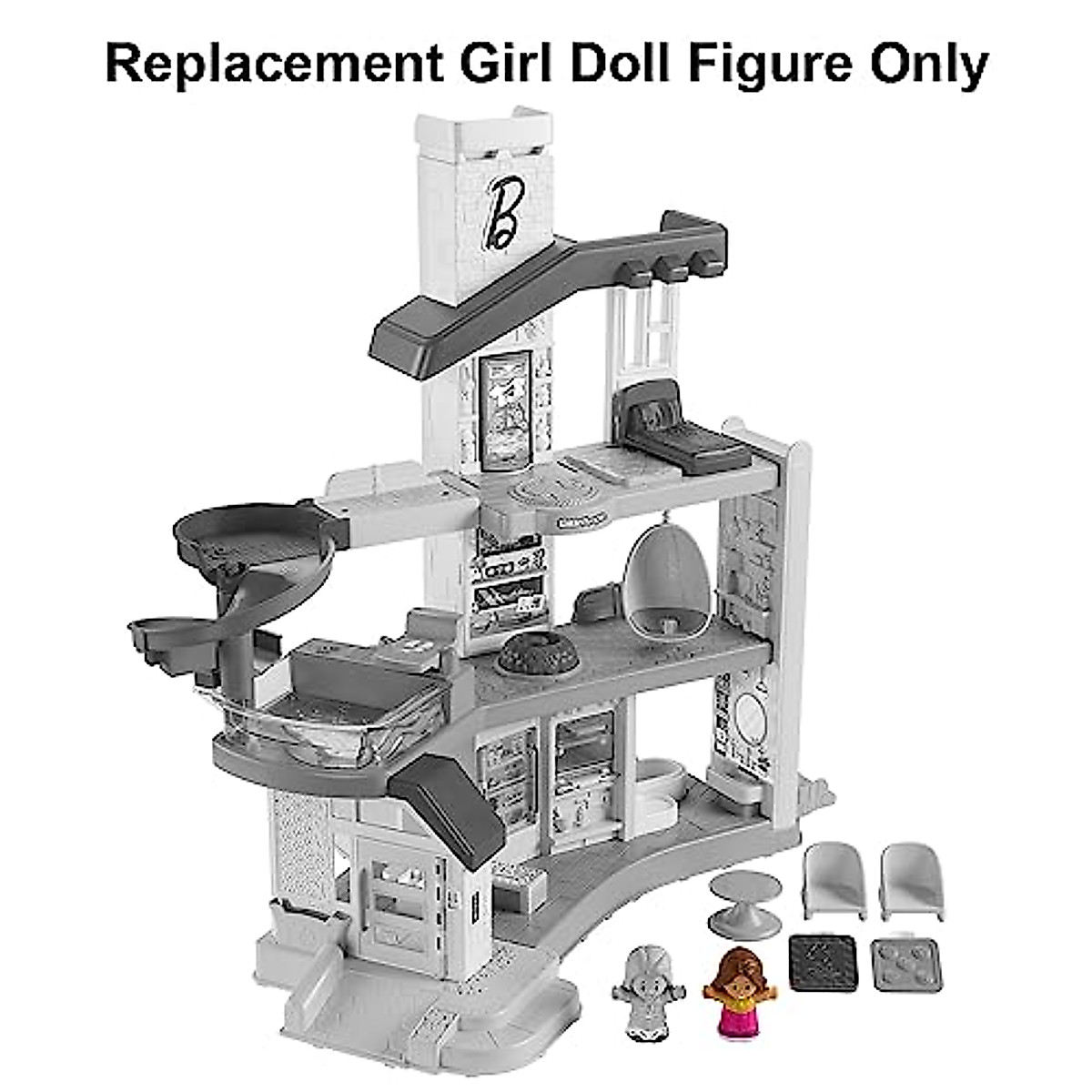 Replacement Parts for Fisher-Price Little People Barbie Dreamhouse Playset - HCF61 ~ Replacement Girl Doll Figure ~ Pink and Yellow Outfit ~ Brown Hair