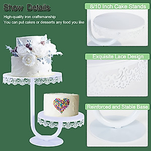 2-Tier Cake Stand, Round Cupcake Dessert Table Stands, Metal Cake Pastry Candy Display Stand Plate/Holder for Wedding Birthday Party, 8/10 Inch Cake Pop Stands Pillar Serving Tray