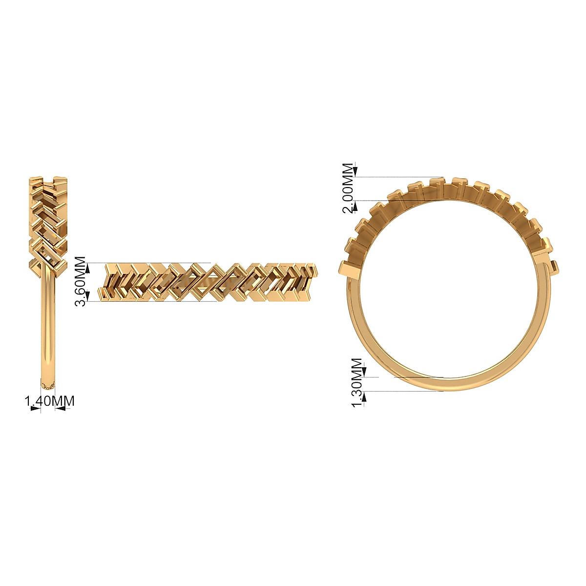 Rosec Jewels Certified Natural Baguette Emerald Ring for Women, AAA Quality, Half Eternity Band (Ideal for Gift), 14K Yellow Gold, Size:US 11.00